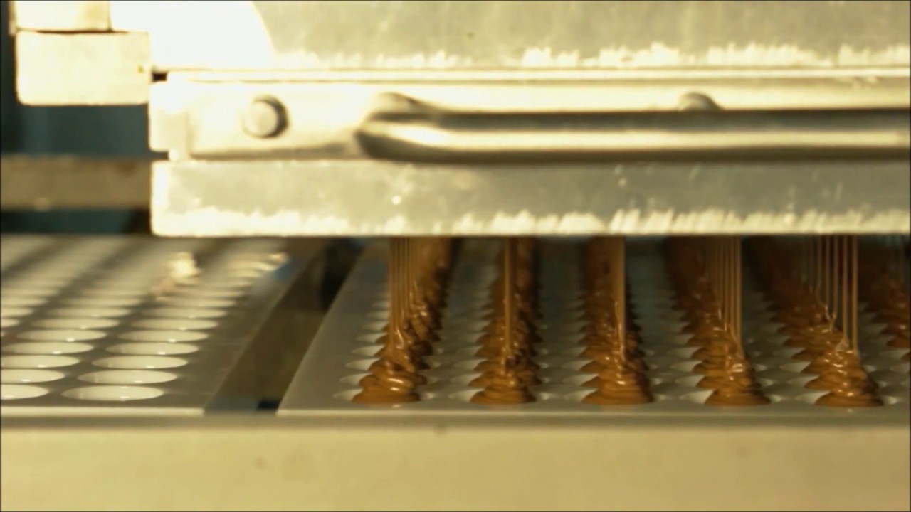 A.M.P Rose 'One Shot' Chocolate Moulding Line - YouTube