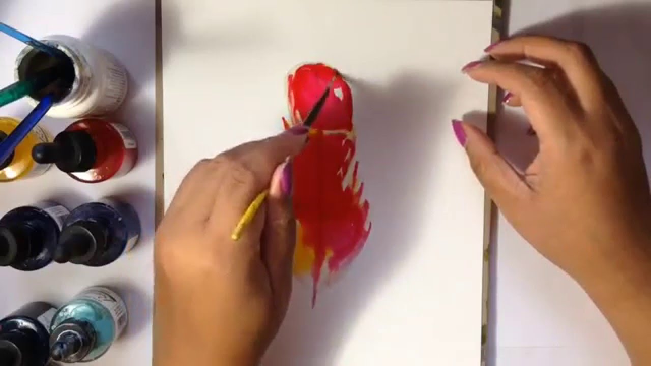 Quick EASY ink feather painting DIY - YouTube