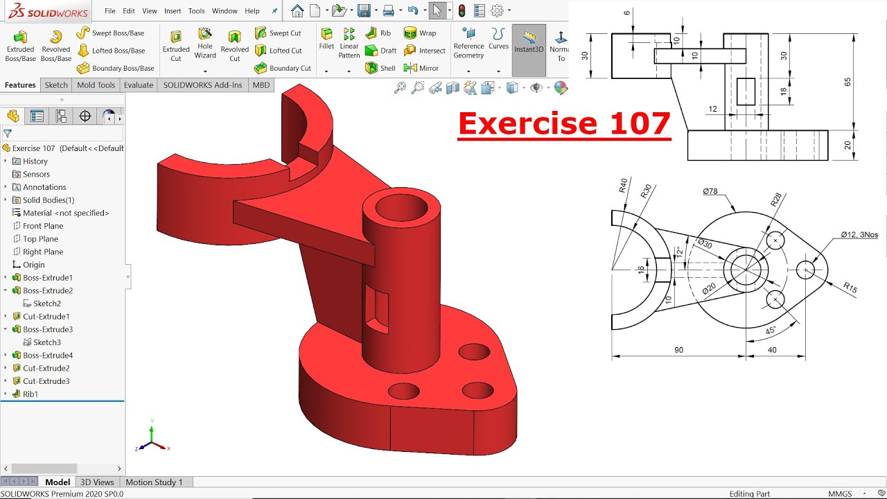 Solidworks Tutorial For Beginners Exercise 107 Youtube