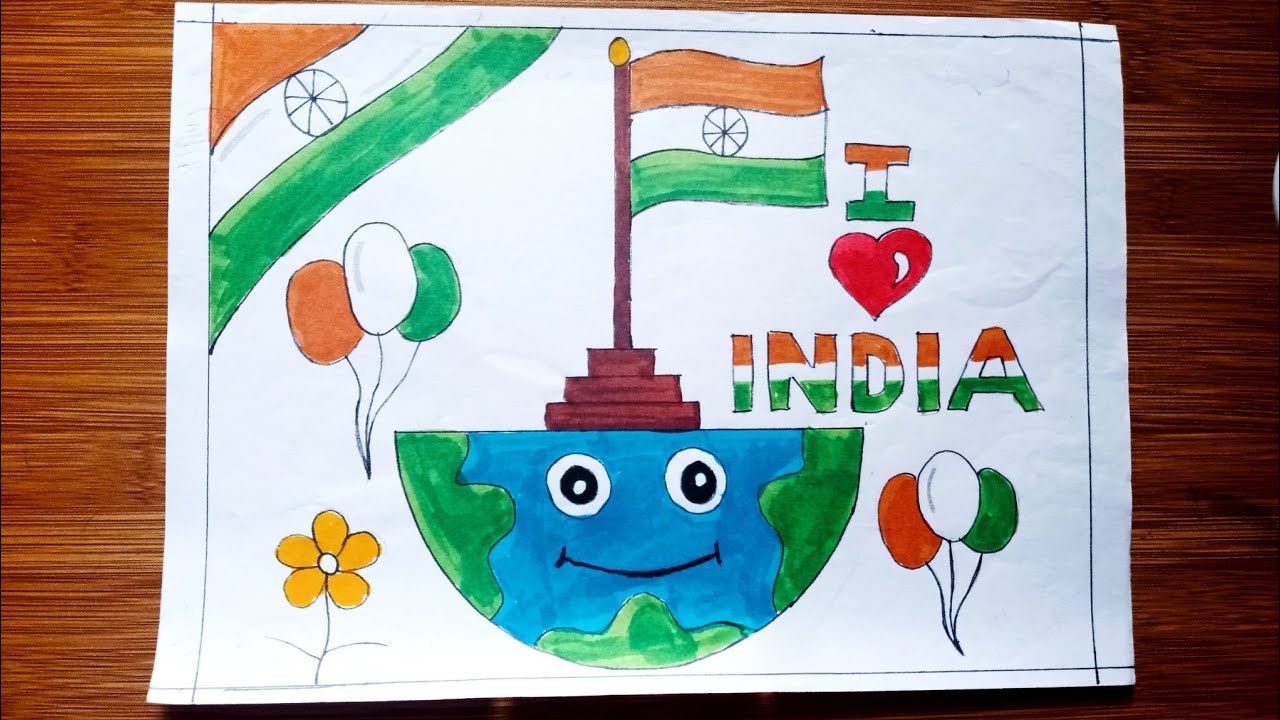 Independent day poster drawing 😱 / independence day drawing easy step ...