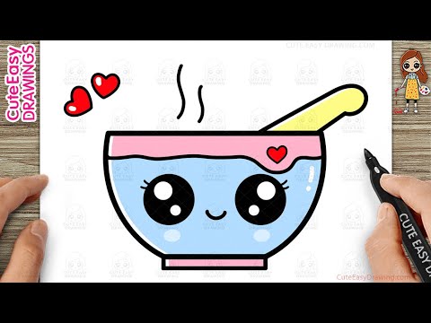 How to Draw a Cute Soup Bowl Simple & Easy for Kids - YouTube