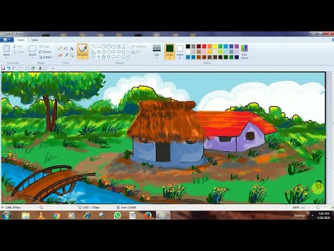 How to draw a scenery in MS paint / simple painting in MS paint ...