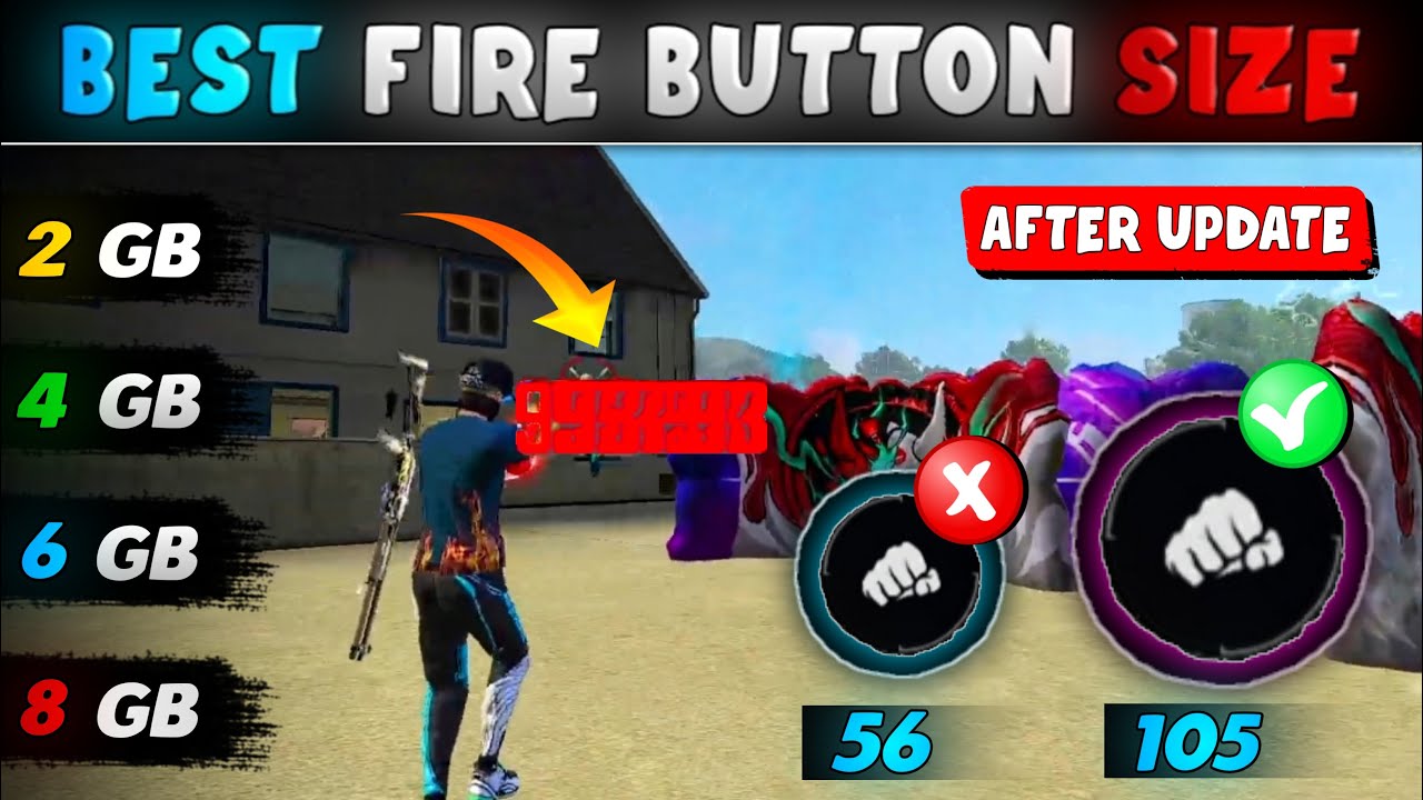 Best fire button size in free fire 🎯 || Headshot fire button size and ...