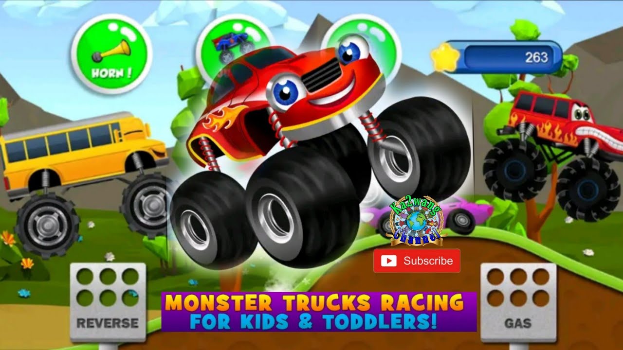 MONSTER TRUCK RACING FOR KIDS//mobile play - YouTube