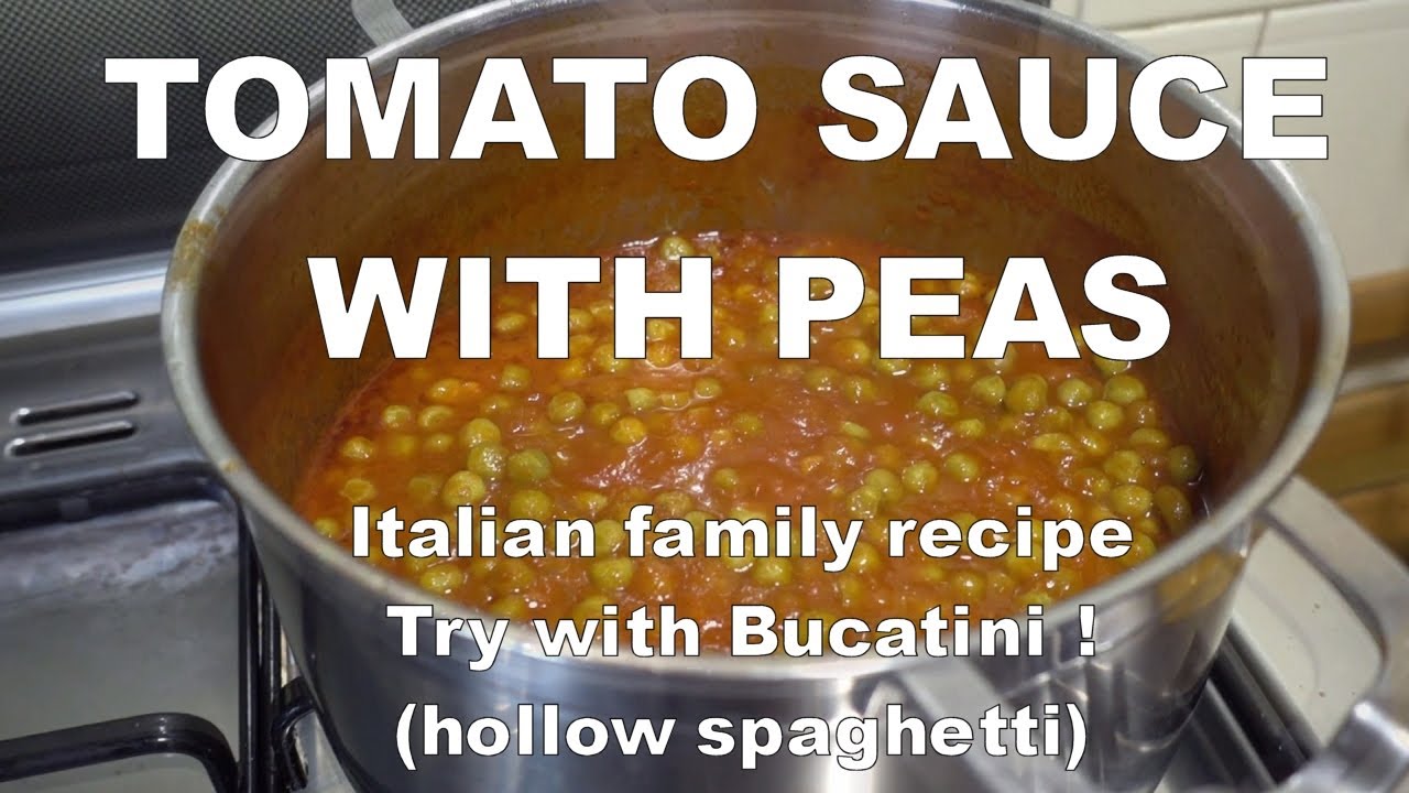 Italian Tomato Sauce with Peas - Bucatini ( Hollow spaghetti ) with ...