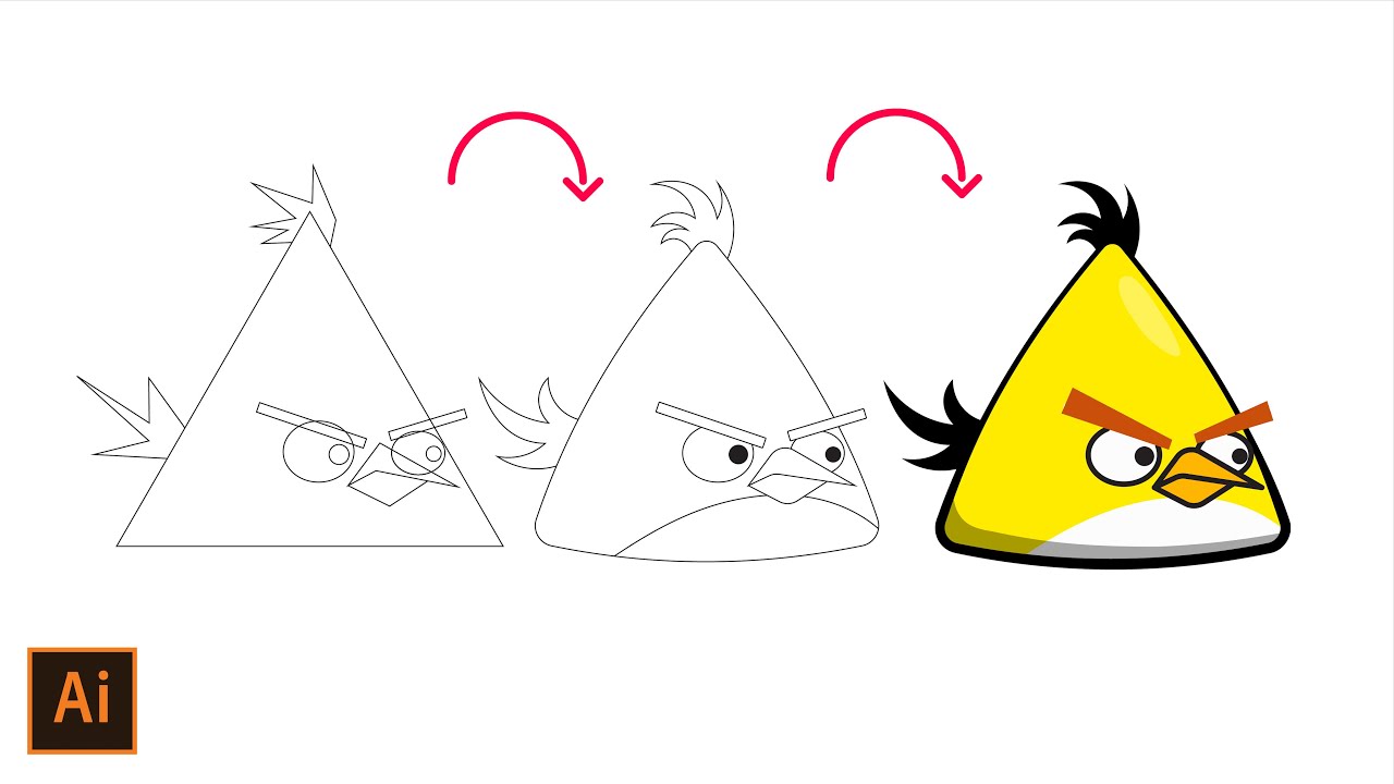 How To Draw Angry birds in adobe illustrator tutorial - YouTube