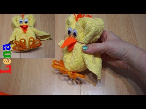 DIY Tuch Küken falten 🐥 Towel chicken DIY 🐥 цыплёнок из полотенца в ...