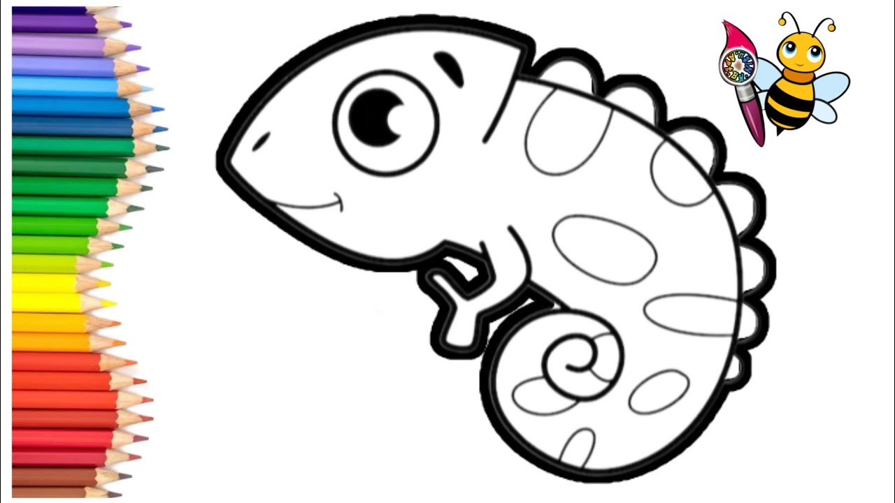 🦎 How to Draw and Color a Chameleon | Easy Chameleon Drawing for Kids ...