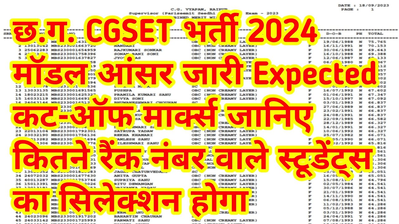 cg set cut off kaise nikale || cg set exam 2024 || cg set cut off marks 2024 || cg set cut off ...