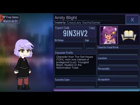I failed to make Amity Blight (s2) in Gacha Club (TOH) - YouTube