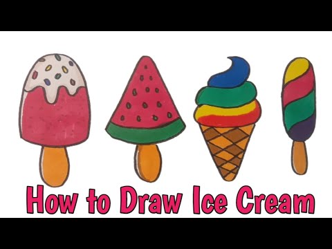 Cara menggambar es krim - How to draw ice cream step by step - coloring ...