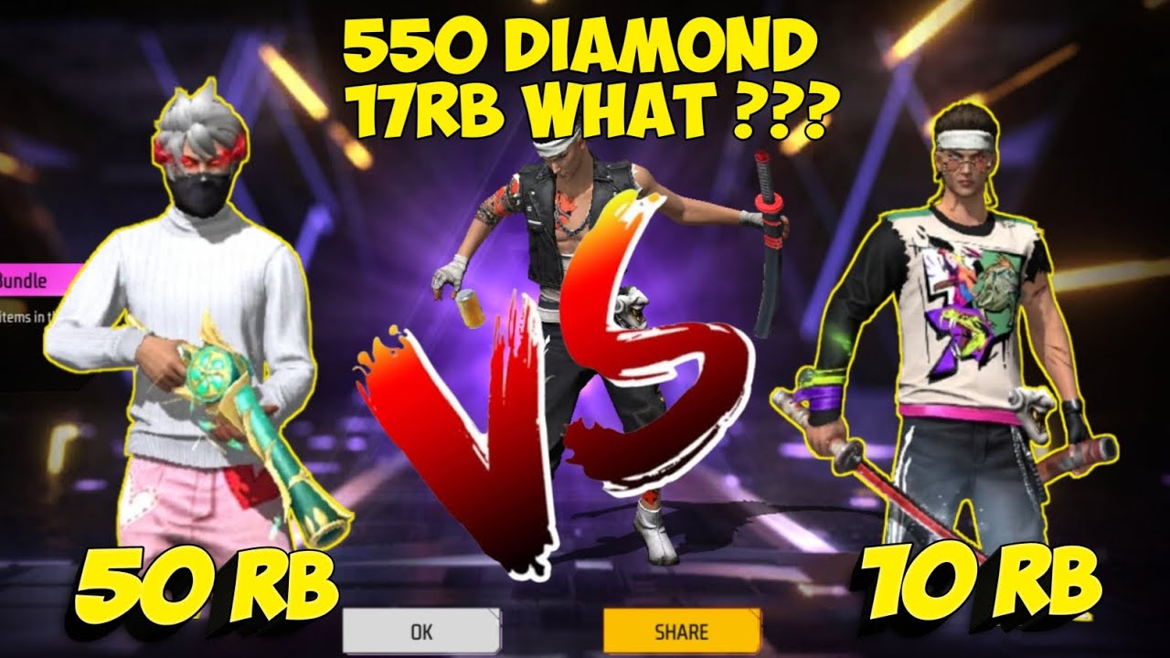 REVIEW AKUN FF SEHARGA 50RB VS 10RB !!! 550 DIAMOND 17RB ??? WHATT ...
