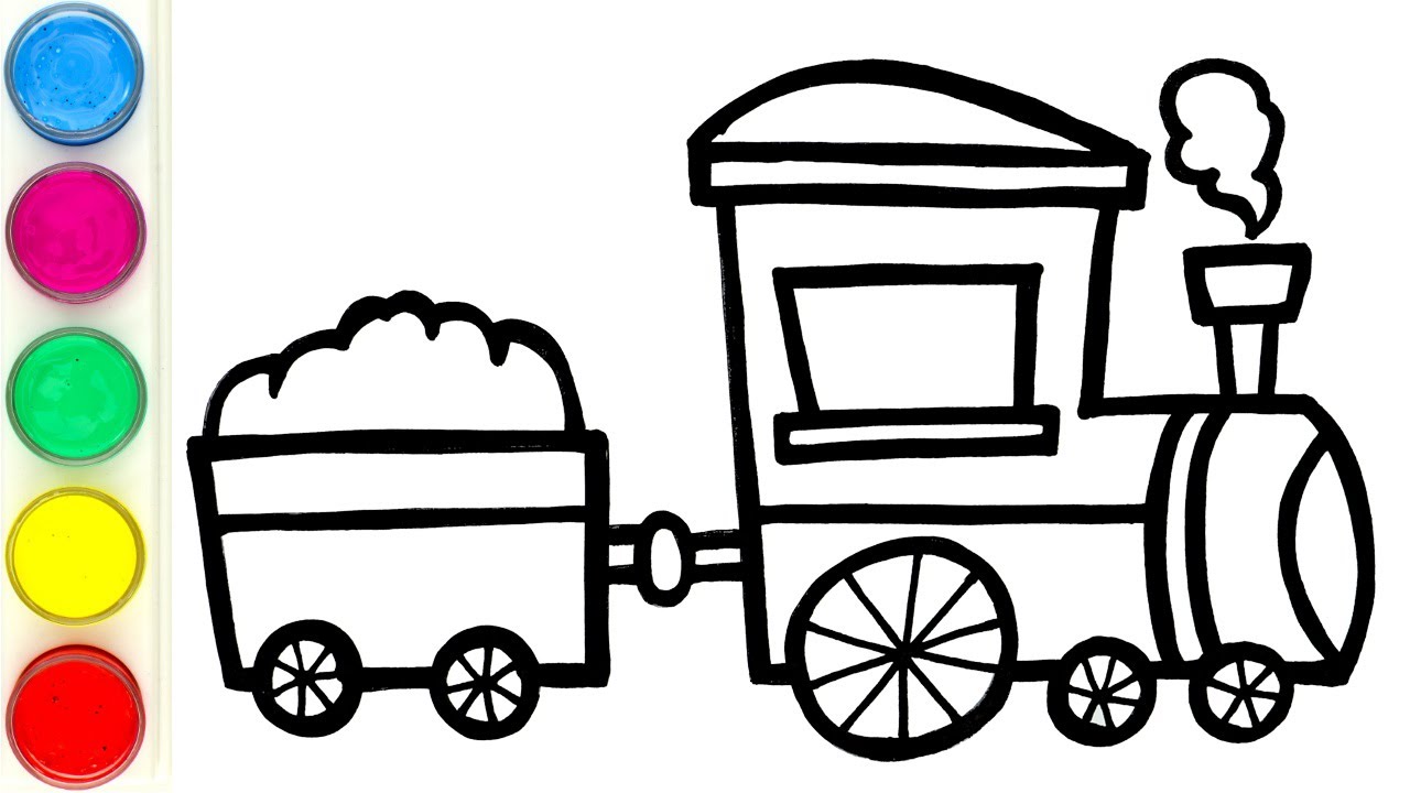 Colorful Train Drawing, Painting, Coloring for Kids and Toddlers ...