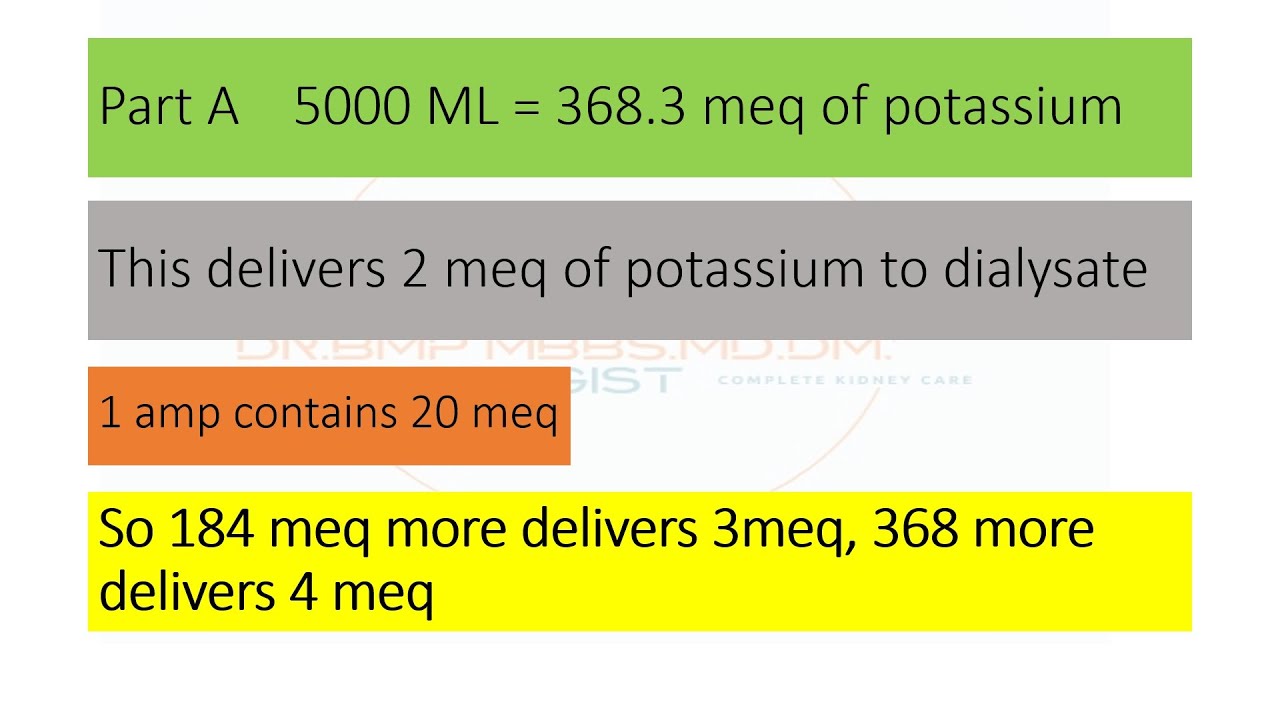 DIALYSATE POTASSIUM ADJUSTMENT FOR HYPOKALEMIC PATIENT DIALYSIS ...