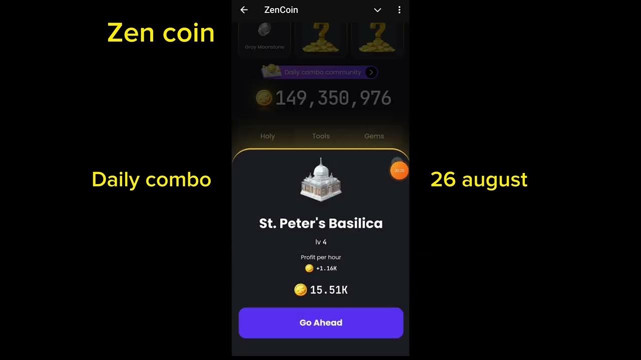 Zen coin daily combo | zen coin daily combo 26 august | today zen coin #zencoincombo #zencoin ...