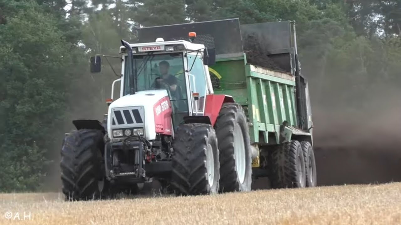 Steyr 9190 & Hawe DST 18 Kompost streuen Düngung JD John Deere 7530 ...