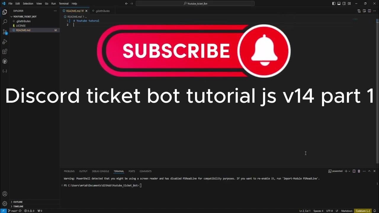 Discord.js ticket bot tutorial v14 part 1 - YouTube