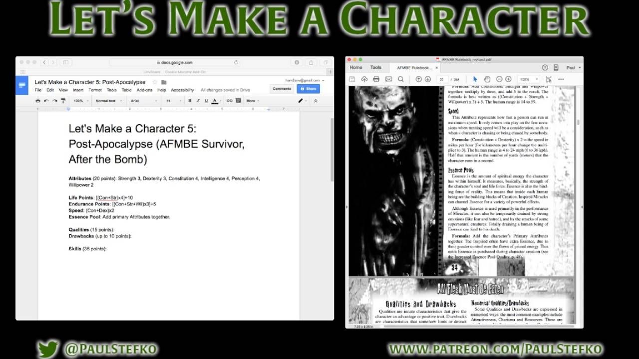 Let's Make a Character: All Flesh Must Be Eaten - YouTube