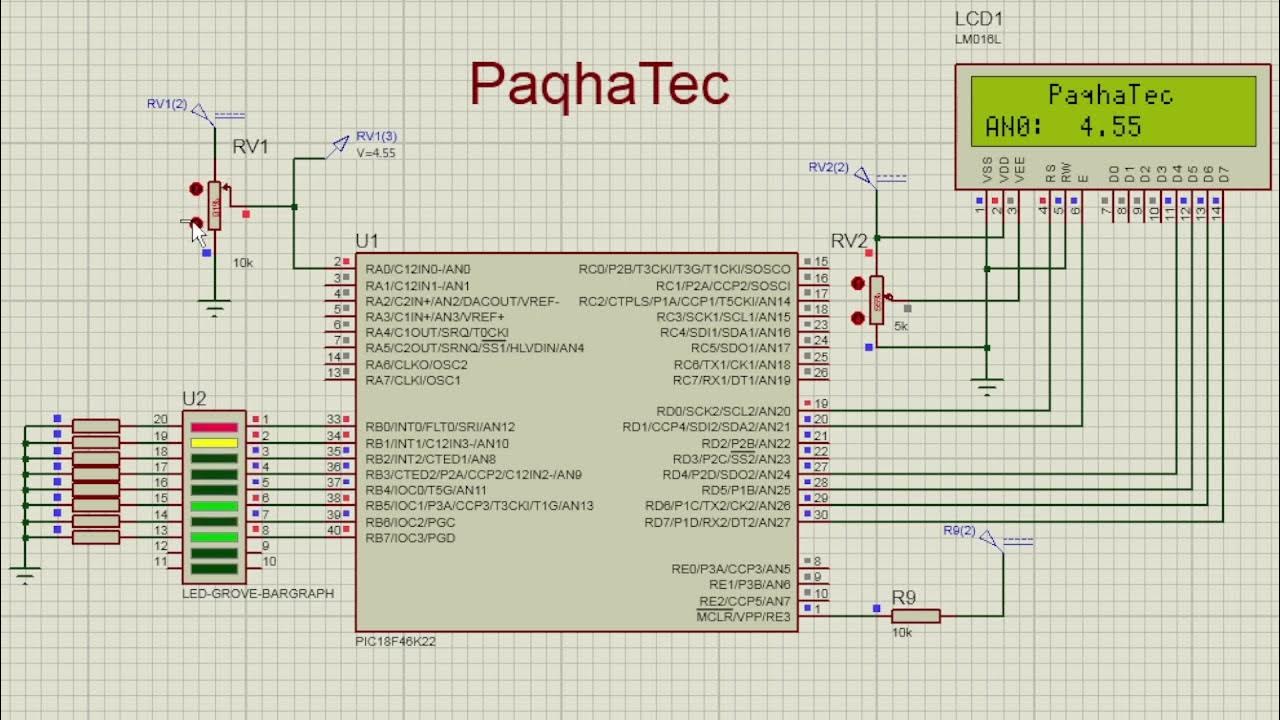 PIC18F46k22+ADC+LCD+XC8+PROTEUS - YouTube