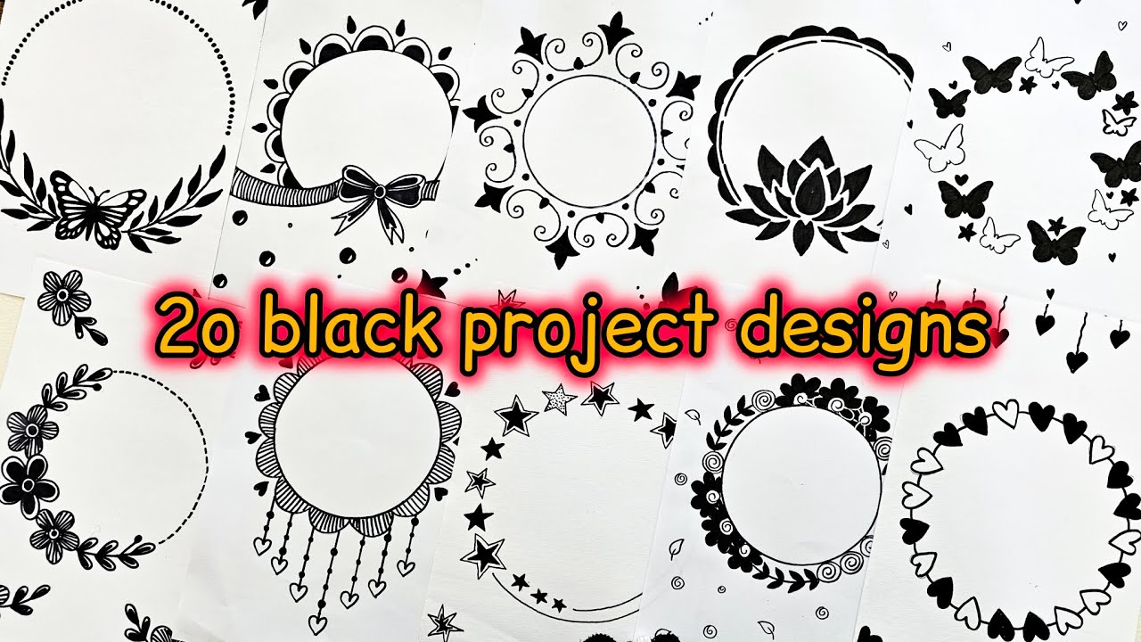 20 beautiful Black Project Designs /Border designs for Assignment ...
