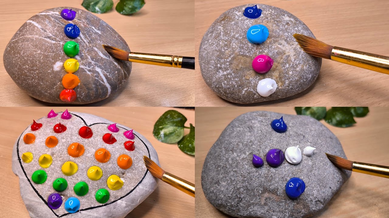 EASY STONE ACRYLIC PAINTING | Relaxing & Satisfying Stone Painting ...