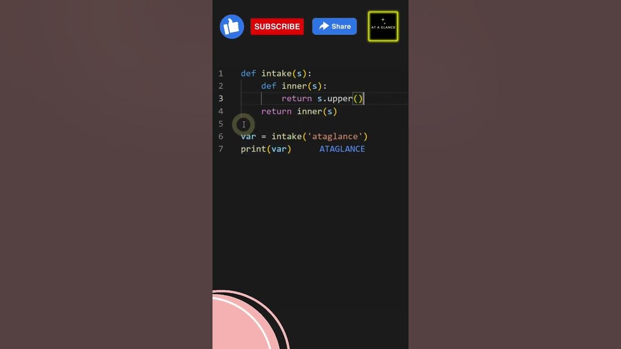 Predict The Output Of This Tricky Mcq At A Glance Shorts Nested Function Python Youtube