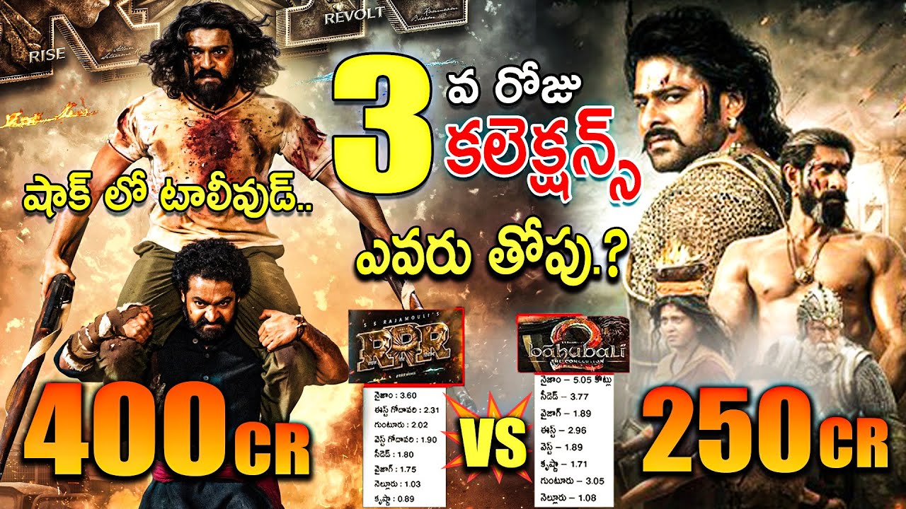 RRR Vs Bahubali 2 3rd Day Collections | RRR 3 Days Collection | RRR Box ...