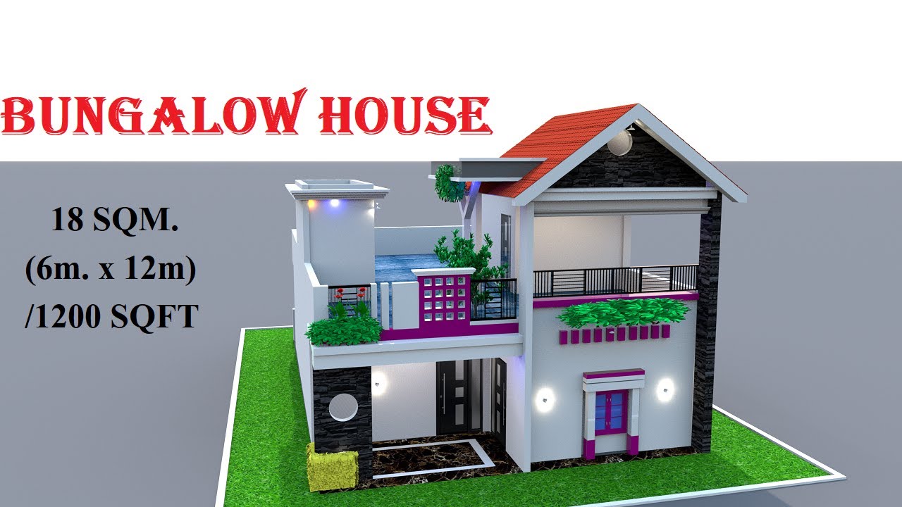3 BEDROOM | 18 SQM.(6m. x 12m)/1200 SQFT | Bungalow House Design Modern ...