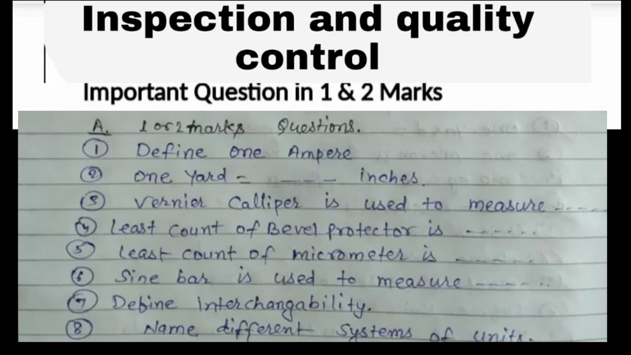 Inspection and Quality Control important questions | IQC imp questions ...