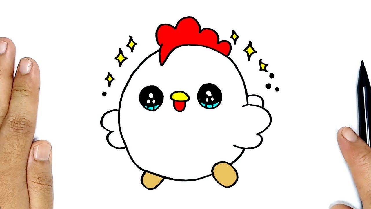 How to Draw a Cute Chicken / Cara Menggambar Ayam Lucu - YouTube