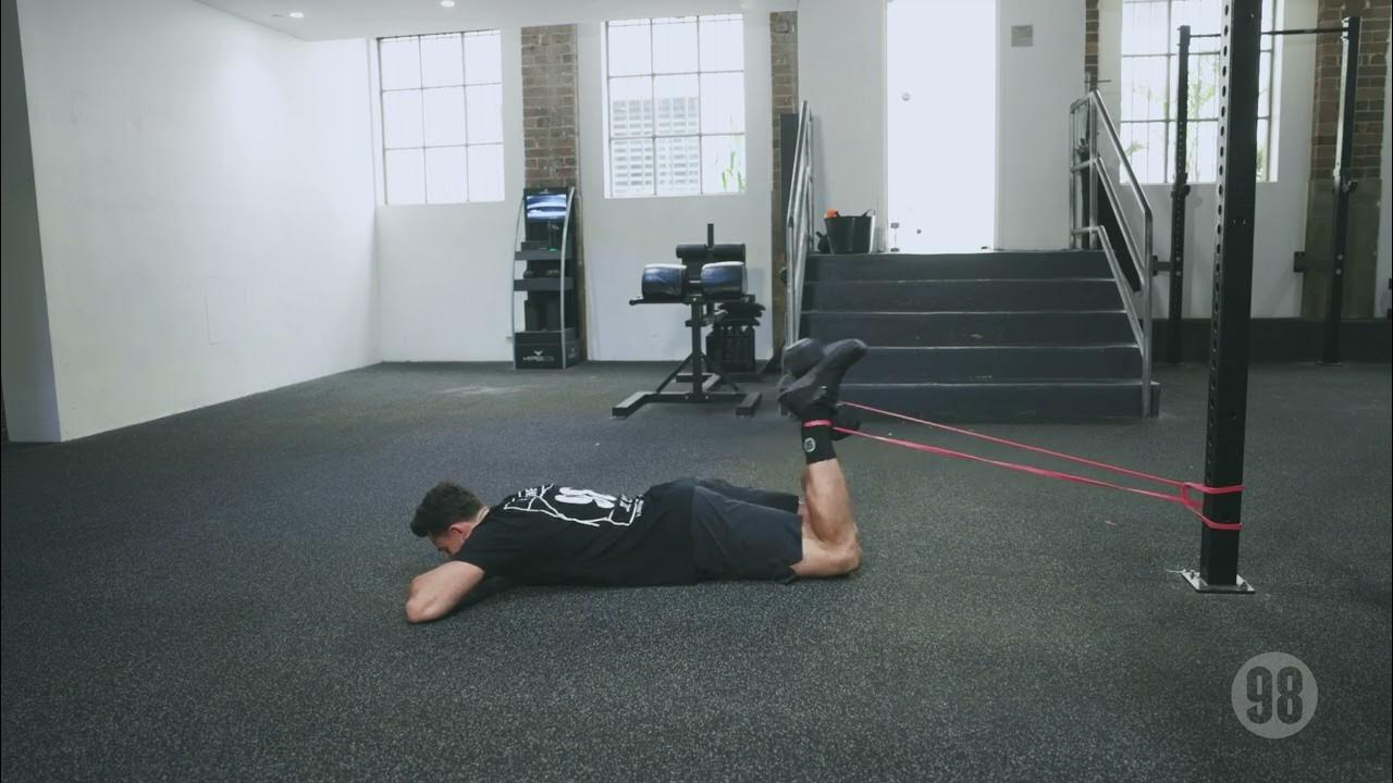 Prone Banded Dumbbell Hamstring Curl - YouTube