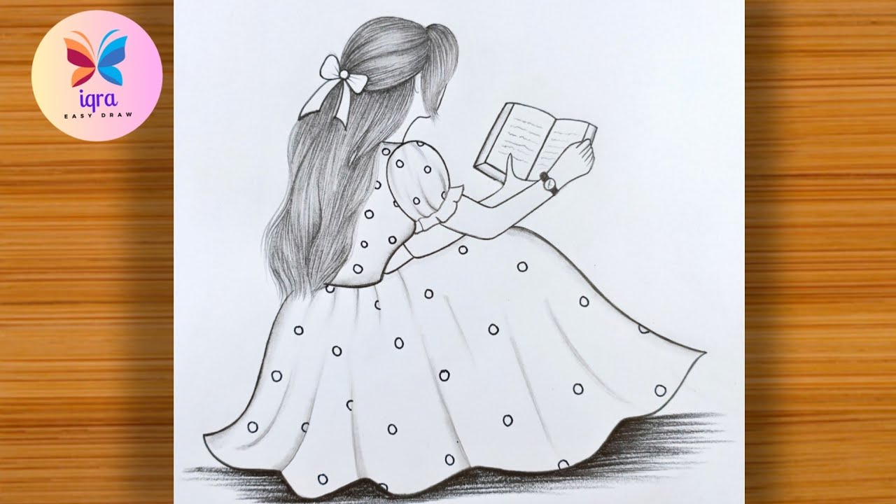 A Girl Reading Book Easy || How to Draw A Girl Reading Book || Pencil ...