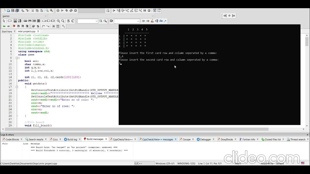 Memory Game Build in C++ Language. - YouTube