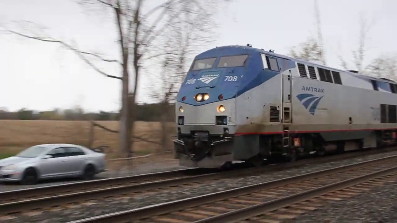 (HD) CSX local freight 6495 and 2281, Amtrak 708 - YouTube