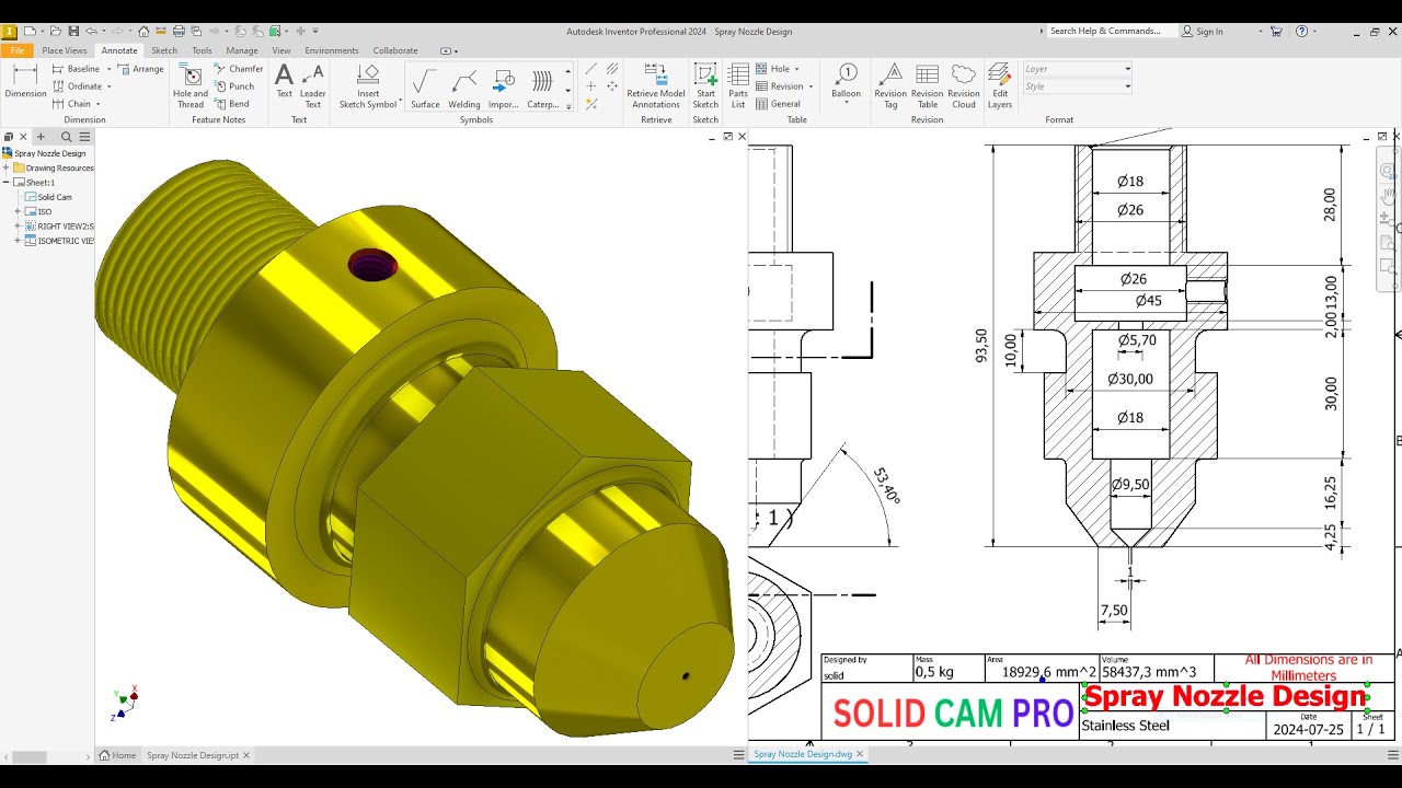 Autodesk inventor Design Spray Nozzle Exercise 56 - YouTube