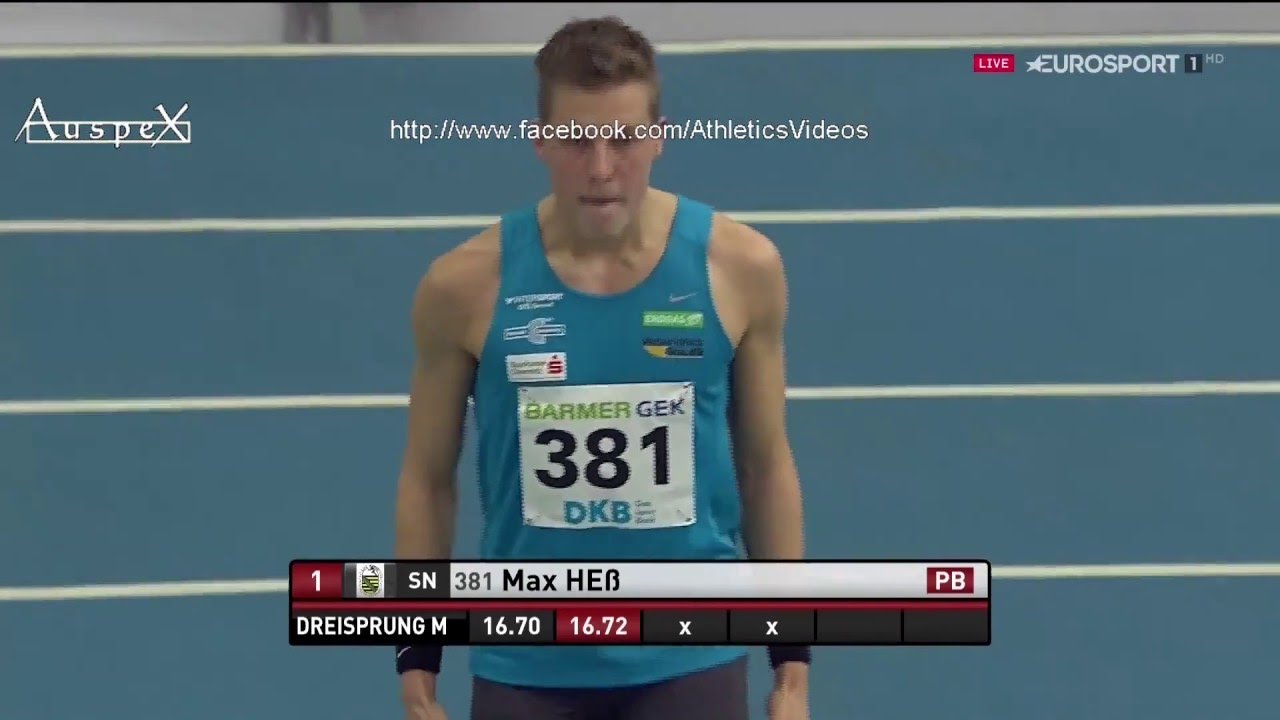 Max Hess 17.00m PB 2016 german championships - YouTube