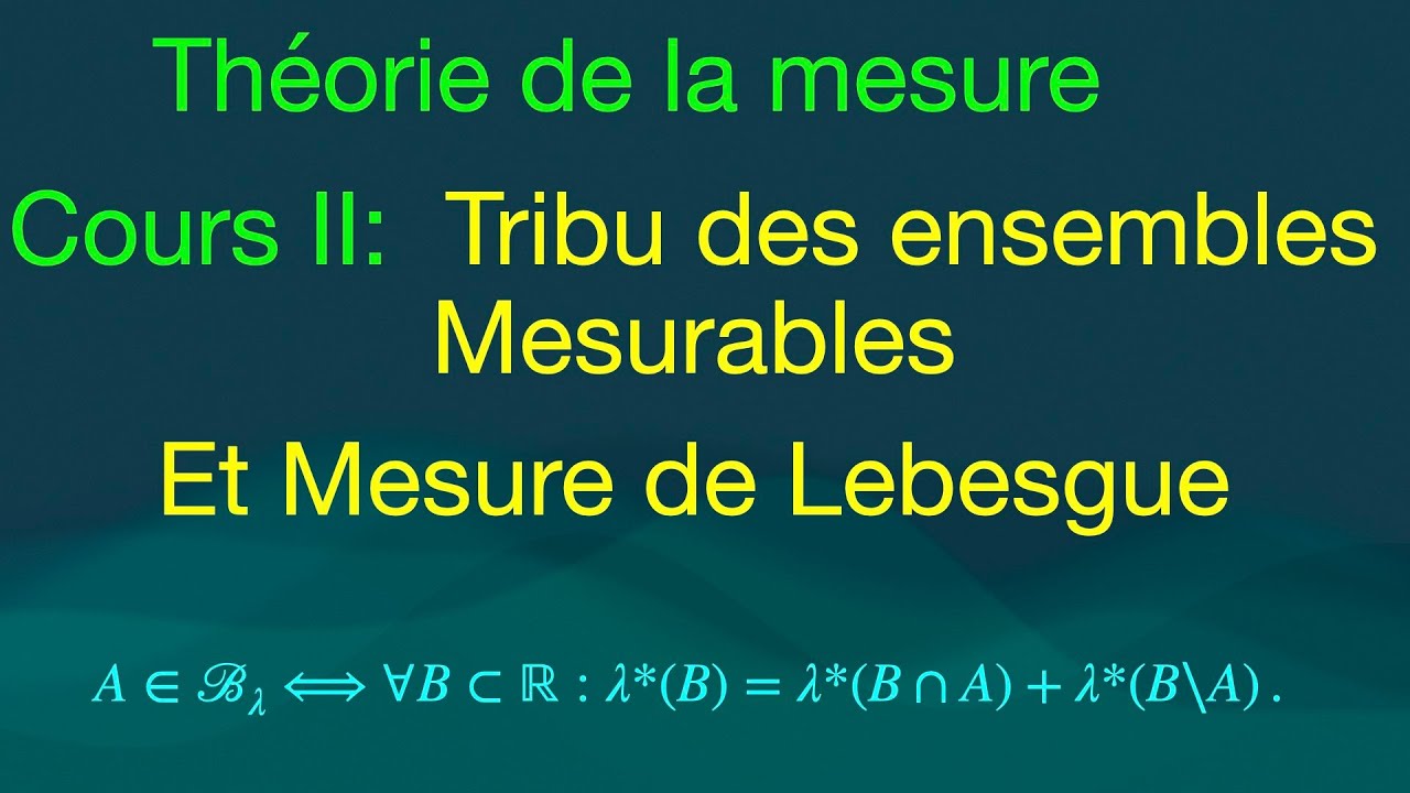 Théorie de la mesure (2) — Ensembles mesurables et mesure de Lebesgue ...