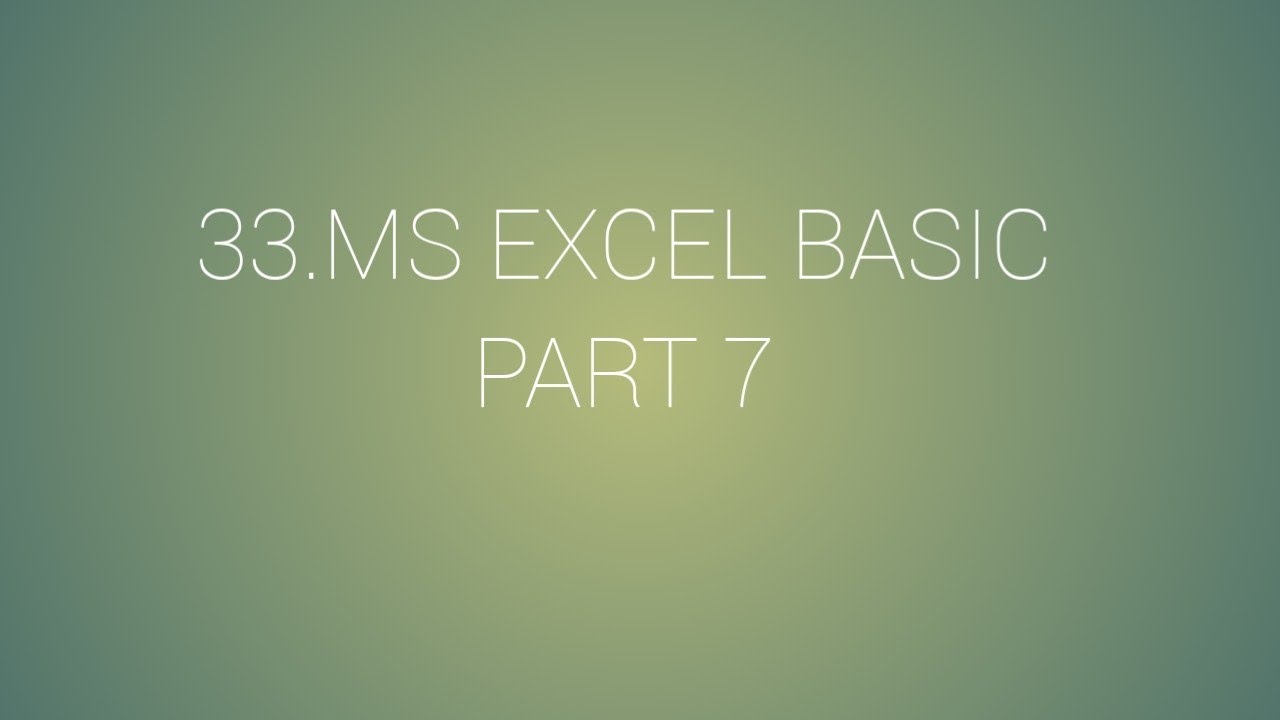 33. MS EXCEL BASIC_Part_7_Number section - YouTube