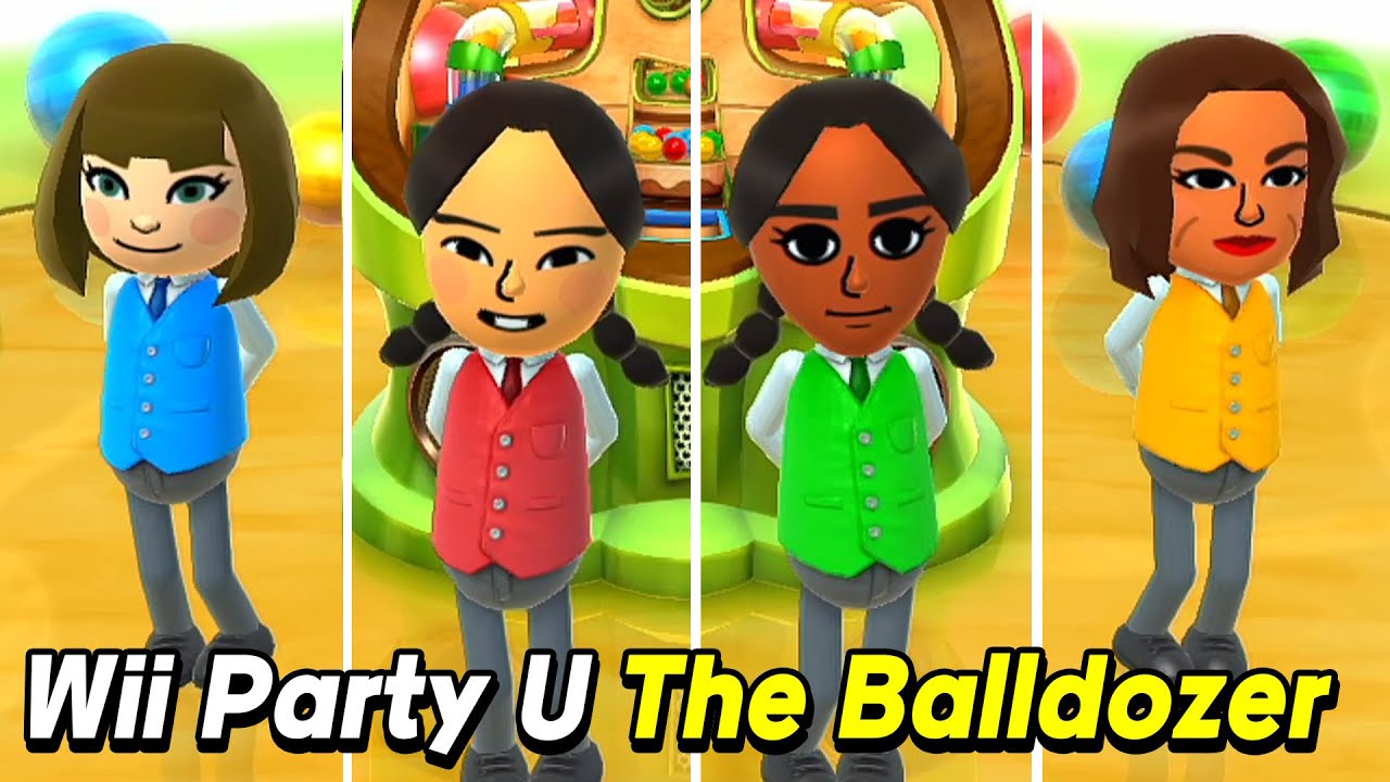 Wii Party U The Balldozer gameplay Millie vs Xiao-Tong vs Laura vs ...