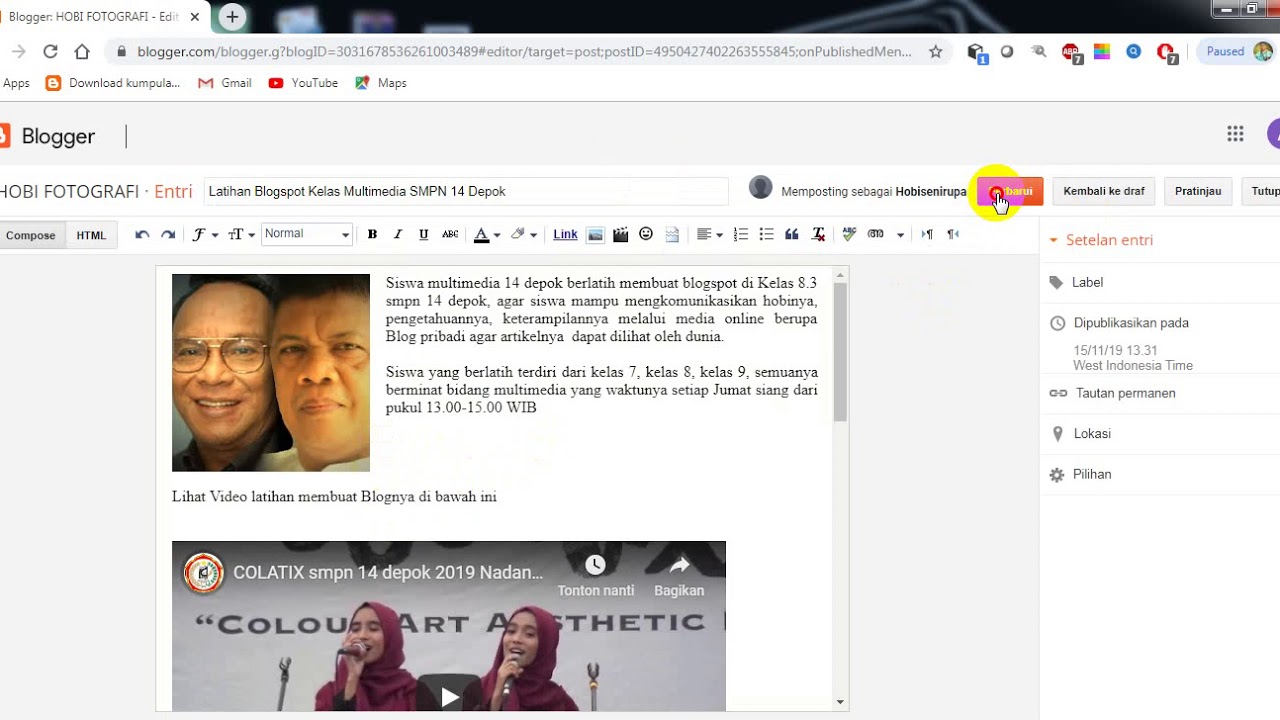 cara update blog - YouTube