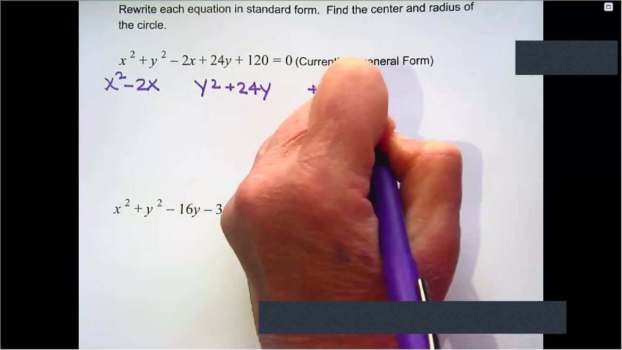 equations of circles completing the square - YouTube
