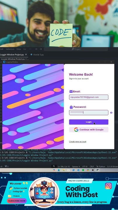 Login window in python using Customtkinter// with Source code - YouTube