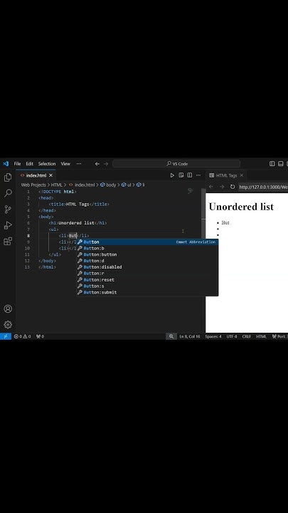 ordered and unordered list in html #trending #coding #developer #html - YouTube