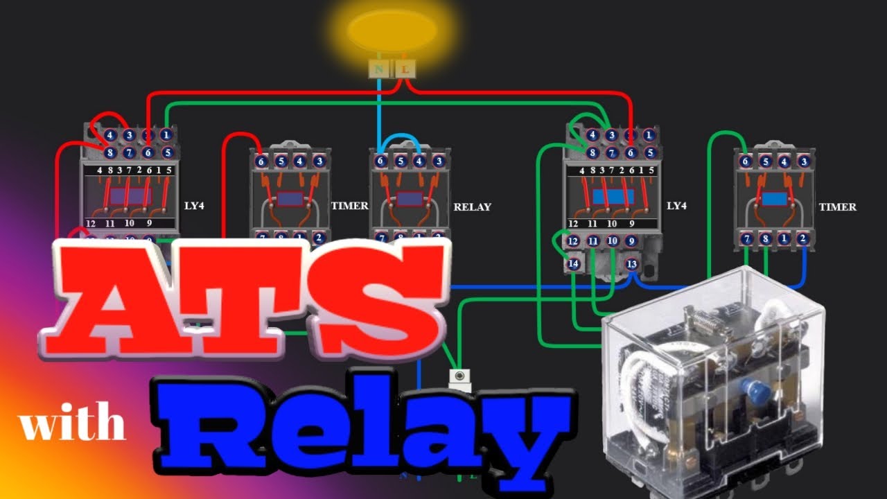Rangkaian ATS PLN GENSET dengan Relay TDR Time Delay Relay | Cara Kerja ...