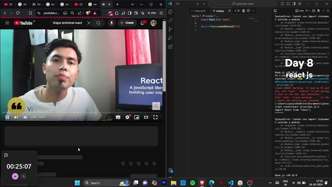day 8 - react js installation - YouTube