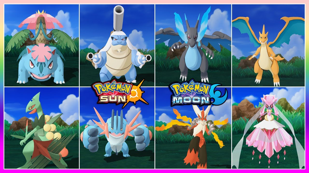 Pokemon Sun & Moon- All Pokemon Mega Evolution & Primal Reversion - YouTube