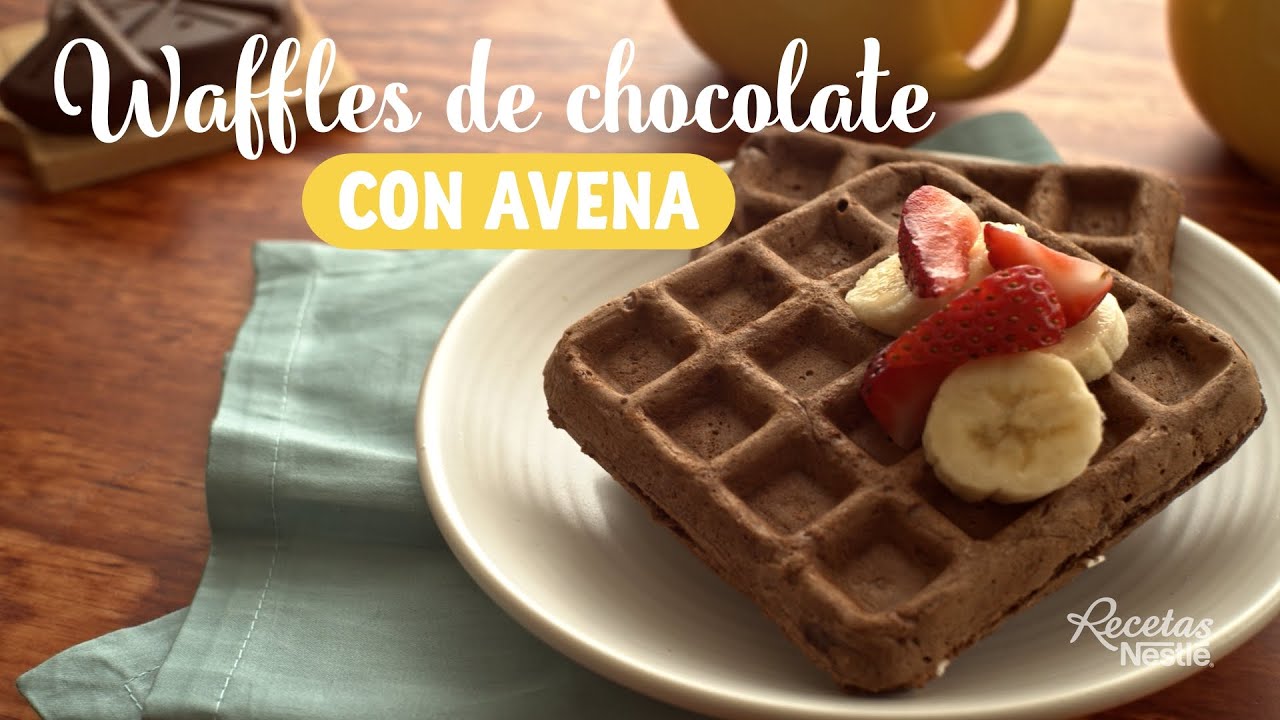 Waffles de chocolate con avena - YouTube