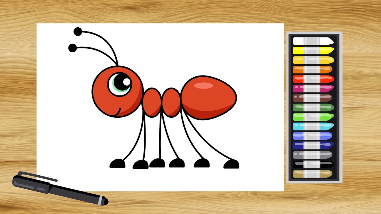 BELAJAR MENGGAMBAR SEMUT MERAH - MUDAH SEKALI - HOW TO DRAW A RED ANT ...