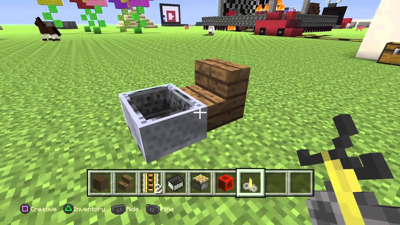 Minecraft PlayStation4 how to sit on stairs - YouTube